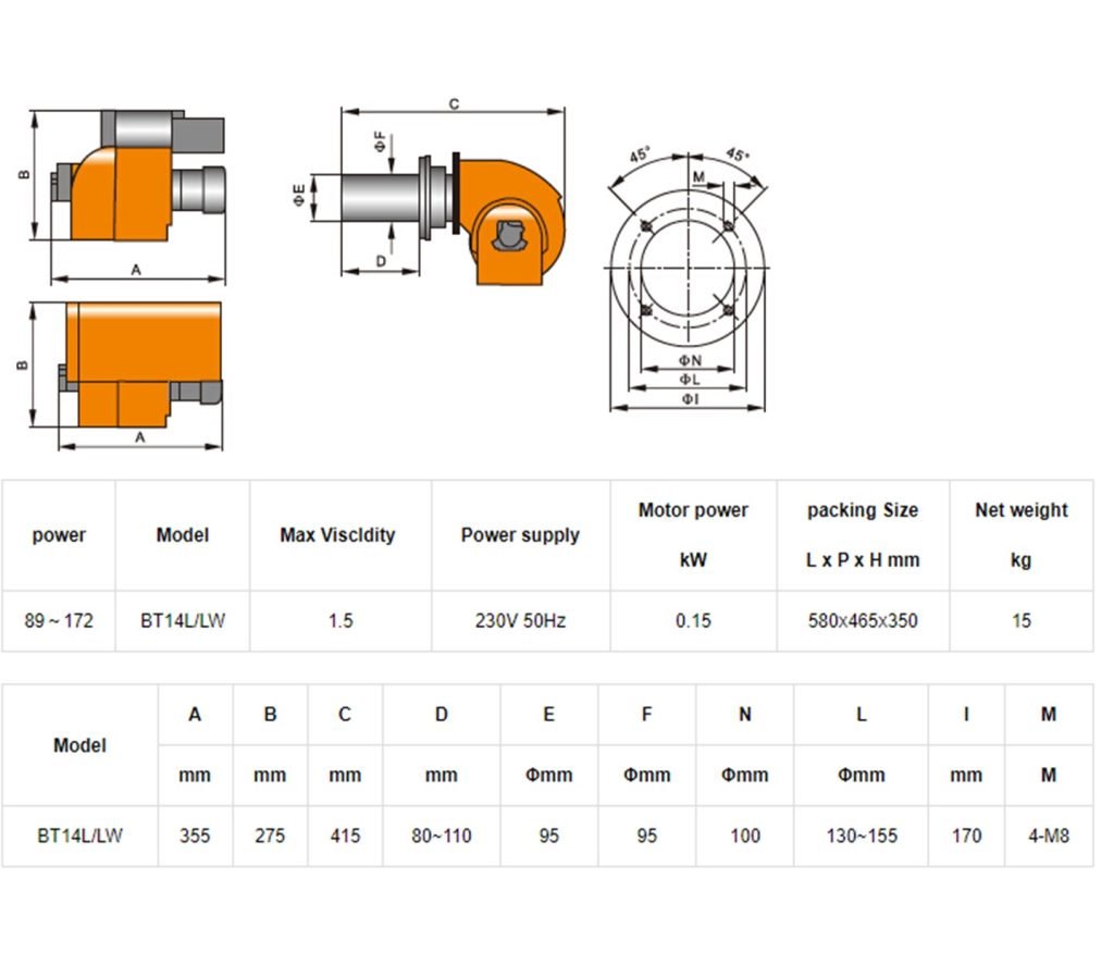 ONE STAGE LIGHT OIL BURNER BAITE BT14L - CHINA